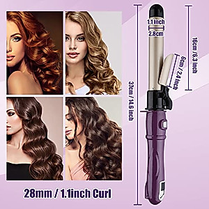 Automatic Curling Iron Automatic Curling Wand for Hair Styling Auto Hair Curler Automatic Hair Curling Wand Self Rotating Curling Iron (1.1inch Curl/28mm, Purple)