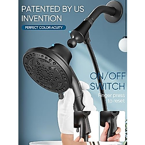 Cobbe Filtered Shower Head with handheld, High Pressure 7-mode Showerhead Hose, Bracket, Water Softener Filters Beads for Hard Remove Chlorine and Harmful Substance, Black, U.S. Patents