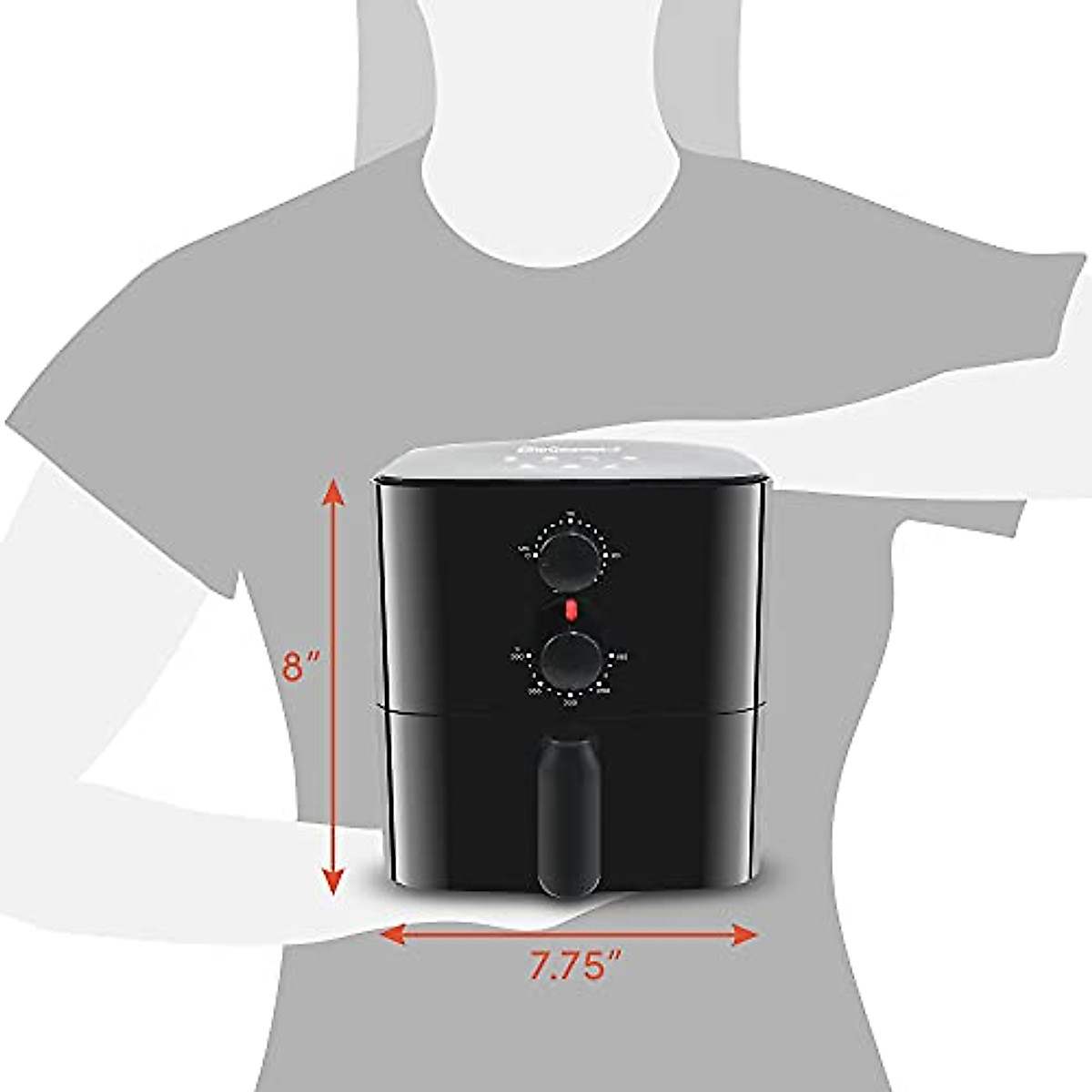 Elite Gourmet EAF-3218 Personal 1.1Qt. Compact Space Saving Electric Hot Air Fryer Oil-Less Healthy Cooker, Timer & Temperature Controls