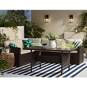 John Timberland Clement Mission Outdoor Wall Light Fixtures Set of 2 Cast Iron Black Metal 15" Clear Seedy Glass for Exterior House Porch Patio Outside Deck Garage Yard Front Door Garden Home