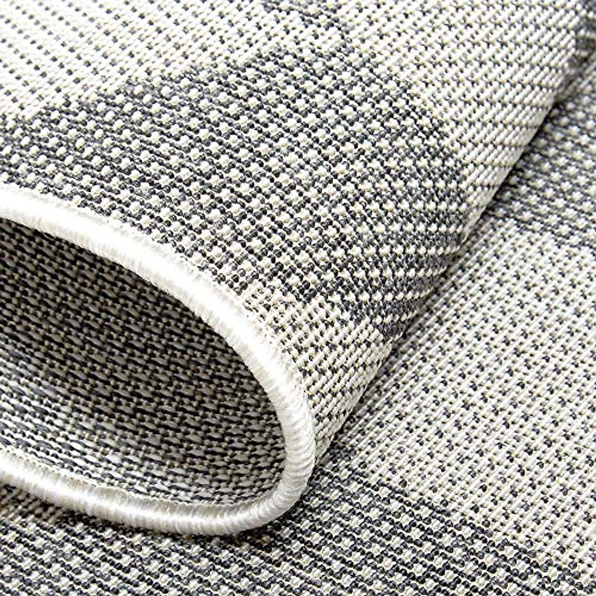 Nicole Miller New York Patio Country Calla Contemporary Herringbone Indoor/Outdoor Area Rug, Black/Grey, 5'2"x7'2"