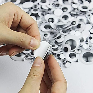 200 Pieces DIY Wiggly Googly Eyes Black White Self-Adhesive Doll Eye Movable Simulation Animal Eyeball Craft Supplies (8mm)