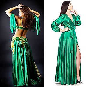 Qililandiy Satin Fabric 5 Yards Continuous 58" Wide Silky Bridal Decoration Fashion Crafts (Emerald Green)