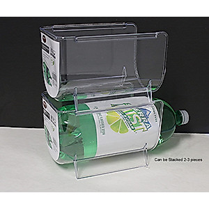 Dependable Industries inc. Essentials Stackabale Fridge & Freezer Safe Soda Bottle Holder Space Saver Pantry, Countertops and Cabinets - Holds 2-Liter Bottles BPA Free (Clear, 1)
