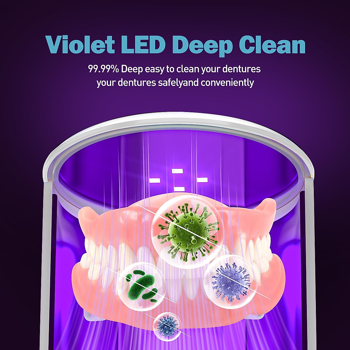 Rechargeable Dentures Cleaning Machine, Ultrasonic Cleaner for Dentures, Retainer, Aligner, Mouth Guard, Braces, Jewelry, Whitening Trays, 45kHz Portable Ultrasonic Retainer Cleaner