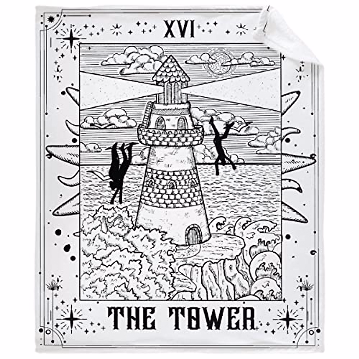 FOODSTAR Tarot Card The Tower Throw Blanket Super Soft Fleece Blankets Cozy Breathable Flannel Blankets 80x60 Large for Adult Lightweight Warm for Couch,Bed, Car, Living Room