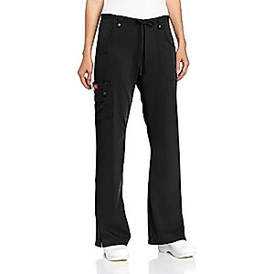 Xtreme Stretch Scrubs for Women, Drawstring Flare Leg Cargo Pant 82011, XL, Black