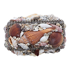 Li'Shay Treasure Box Trinket Jewelry Box with Mixed Seashells with Feet