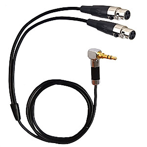 Shuigu 3.5mm to Dual Mini XLR Cable, Dual Mini 3Pin XLR Female to 3.5mm 1/8" TRS Male Plug Y Audio Cable for Camera SLR Camera Microphone (50cm/1.6FT)