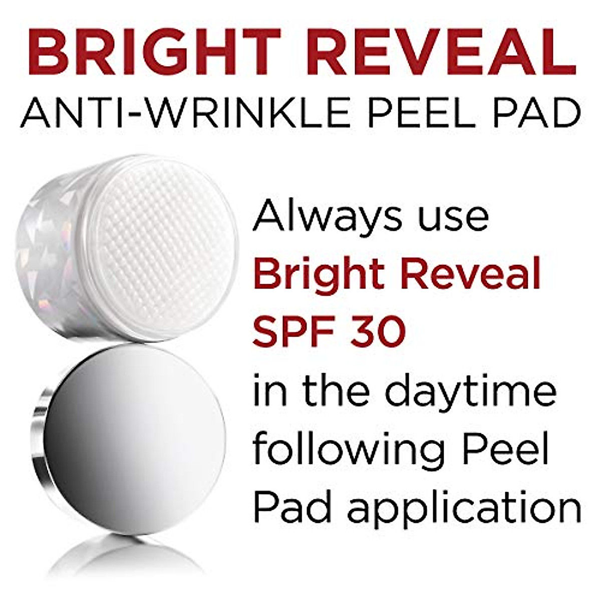 L'Oréal Paris Revitalift Bright Reveal Anti-Aging Exfoliating Peel Pads with Glycolic Acid, Reduce Wrinkles & Brighten Skin, 30 Count (Pack of 1)