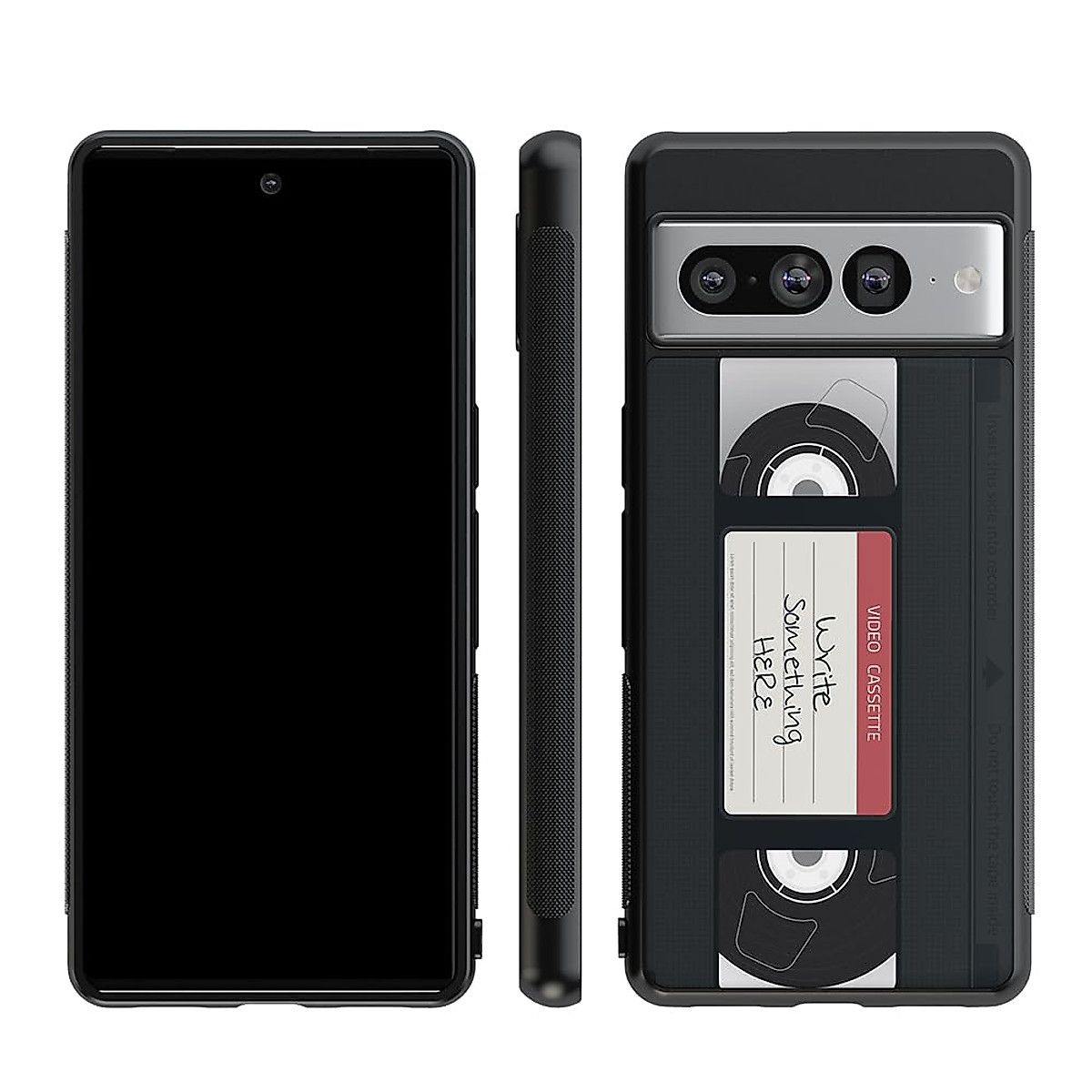 VHS Cassette Tape Personalized Black Rubber Phone Case Compatible With Google Pixel 9 Pro, Pixel 9, Pixel 9 Pro XL, Pixel 8a, Pixel 8 Pro, Pixel 8, 7, 6, 6a, 6 Pro, 5, 4a, 3, 2