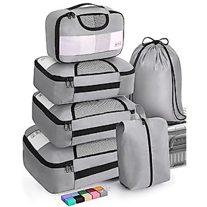 Veken 6 Set of Various Size Packing Cubes for Travel, Suitcase Organizer Bags Set with Shoe Bag, Luggage Organizer for Travel Accessories Cruise Essentials