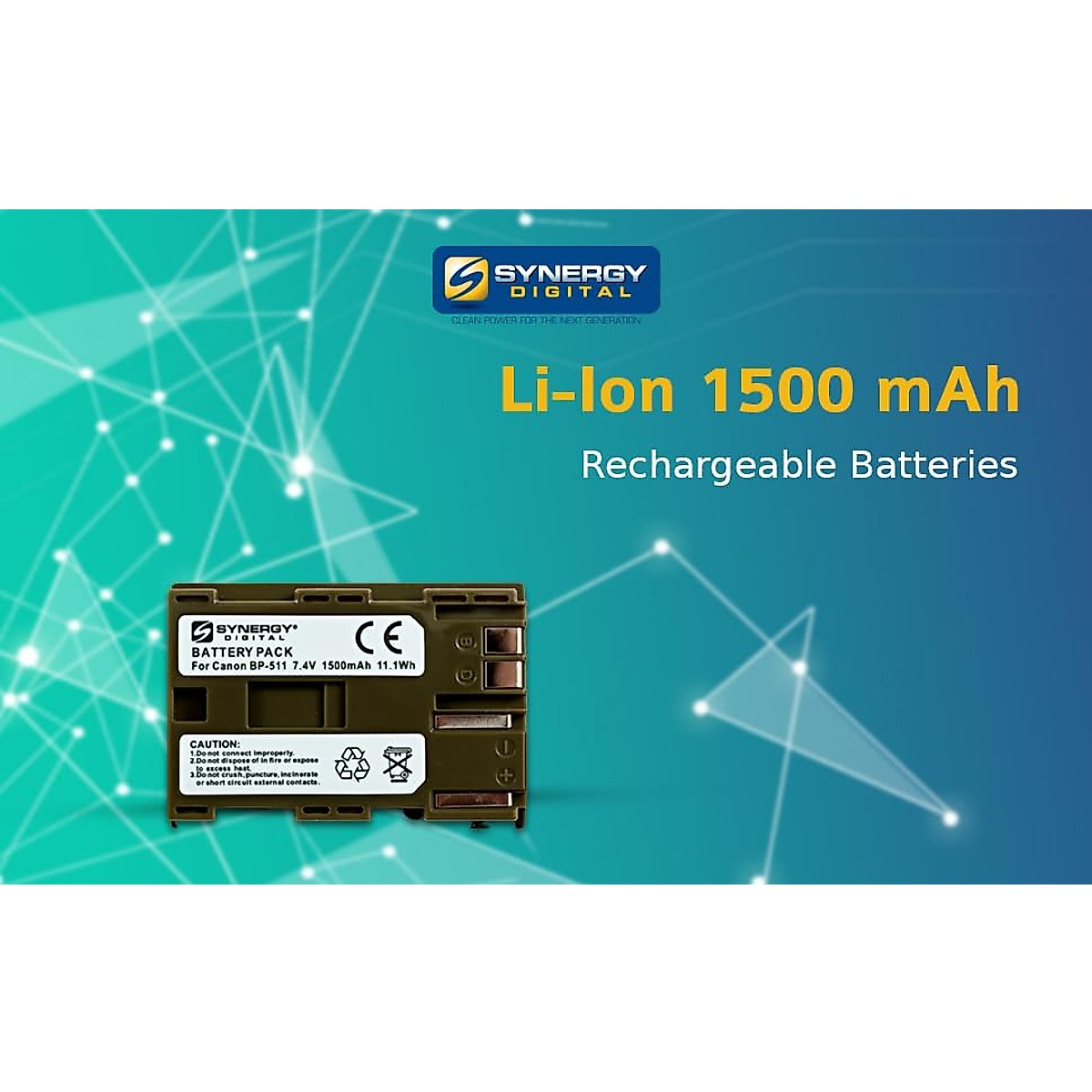 Synergy Digital Camera Battery, Compatible with Canon EOS 40D Digital Camera, (li-ion, 7.4V, 1500mAh) Ultra High Capacity, Replacement for Canon BP-511 Battery