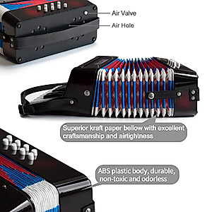 MUSICUBE Accordion Instrument for Kids 17 Keys 8 Bass Accordion with Straps for Beginners Adults Student Educational Musical Instrument Toy for Boys Girls Aged 3+ Gift Choice (BLACK)