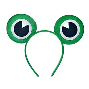 Yilistore Green Frog Ear Headband, Frog Eyes Headband Jungle Safari Headbands,Cartoon Animal Ears Headpiece for Halloween,Christmas