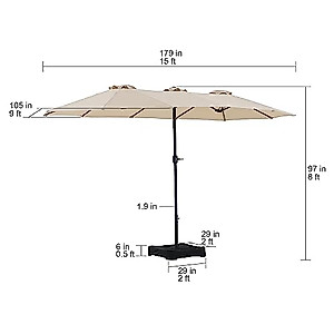 Sunjoy Triple Canopy Umbrella, Beige, with Base