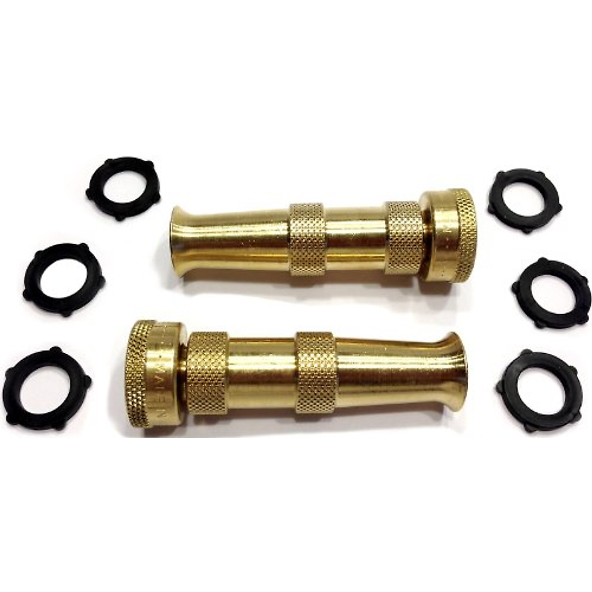 Hose Nozzle High Pressure for Car or Garden - Made in USA - Solid Brass - 2 Nozzle Set - Adjustable Water Sprayer from Spray to Jet - Heavy Duty - Fits Standard Hoses - with Gardening Secret E-Book