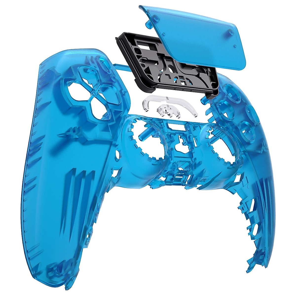 eXtremeRate Clear Blue Touchpad Front Top Shell Compatible with ps5 Controller BDM-010 020 030 040 050, DIY Replacement Shell Custom Touch Pad Cover Compatible with ps5 Controller
