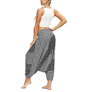 Jinyuxuan Women's Tie Dye Harem Pants Casual Loose Beach Sweatpants Comfortable Baggy Boho Yoga Trousers(0059-StripeK1-One Size)