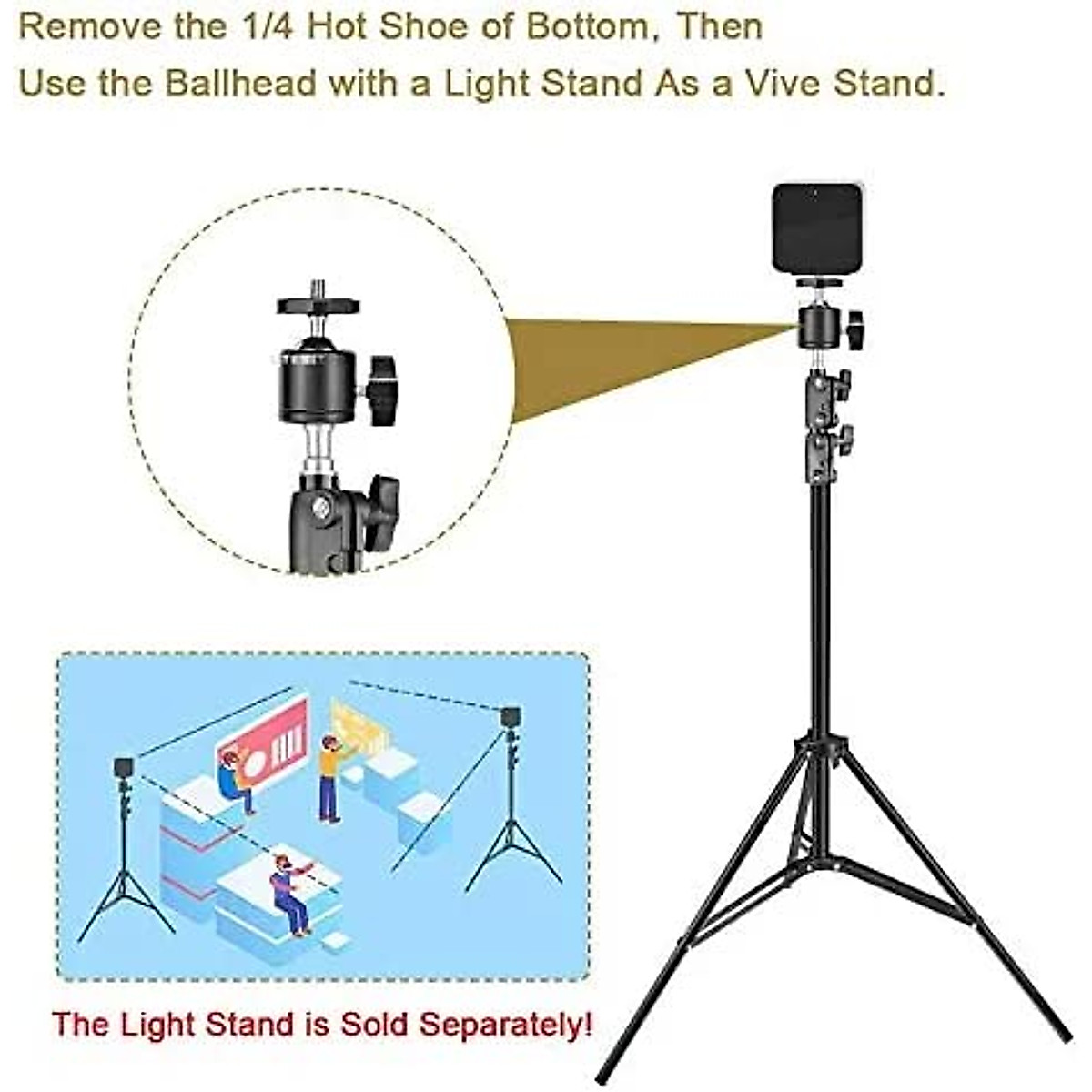 UTEBIT 2 Pack Mini Ball Head with 1/4" Hot Shoe Mount Adapter Max Load 5.5lb 360° Swivel Tripod Ball Head for DSLR Camera Camcorder, Light Bracket