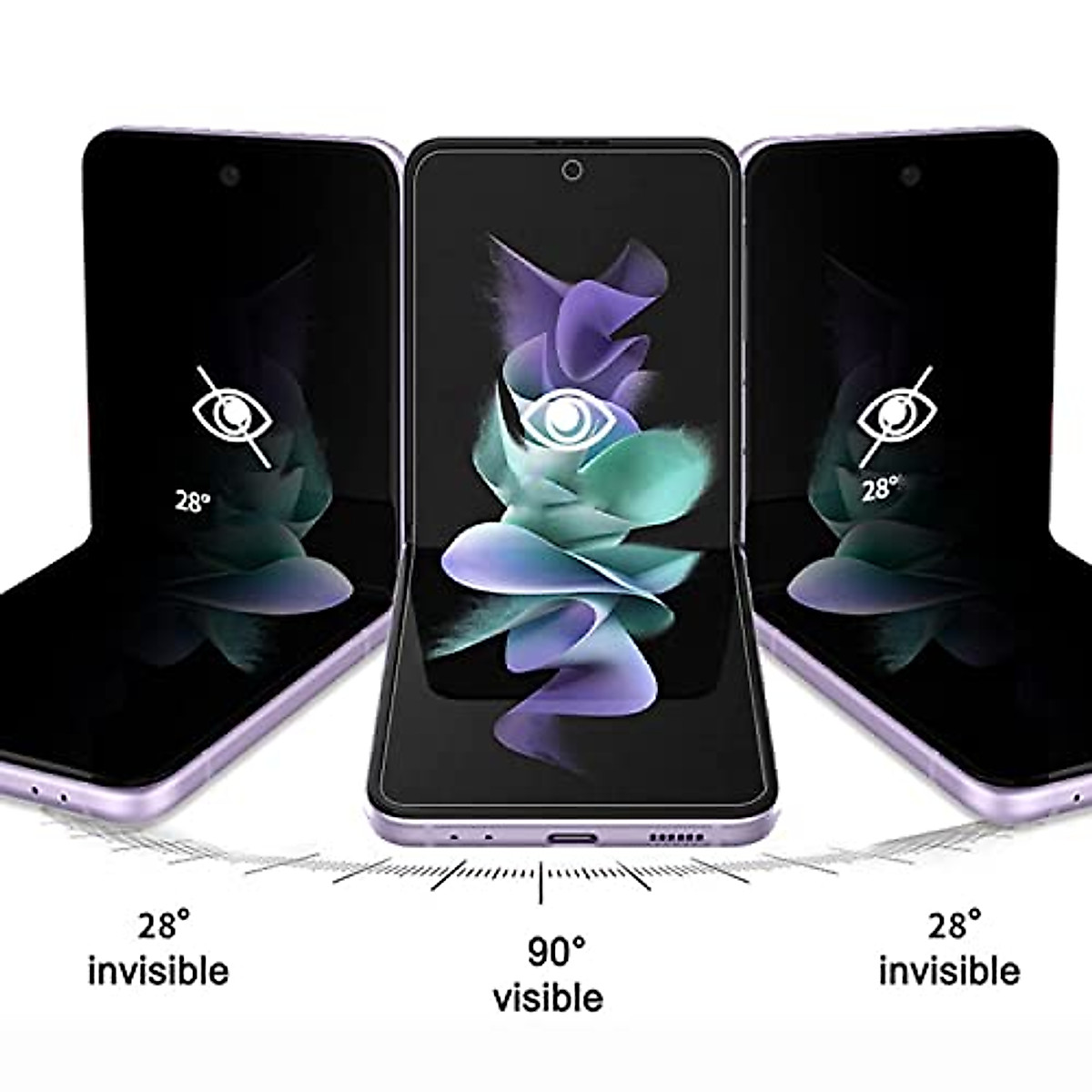 Hraxkaxu for Samsung Galaxy Z Flip 4 5G Privacy Screen Protector,Anti-Peeping Nano Soft Film Inner Screen+Out Up Screen Anti-Peeping Soft film Anti-Spy Protective Film, Transparent