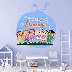 EGD Multiple Font Custom Name & Initial Cody CoComelon Kids Wall Decor | EGD X CoComelon Series | Personalized Wall Decal for Girl or Boy | Multiple Sizes and Color Options