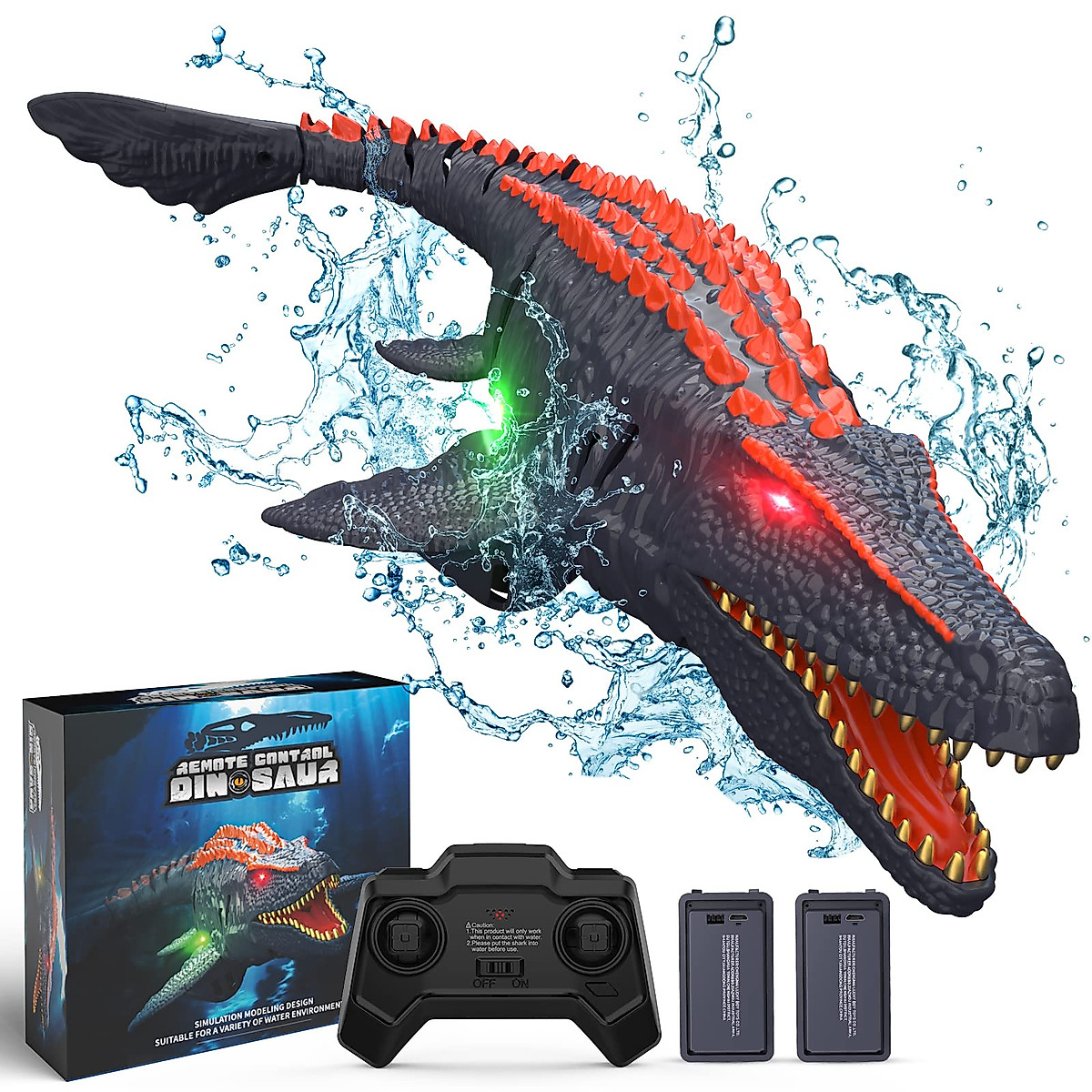 Aomifmik Remote Control Dinosaur Toys for Kids, 2x1000mAh RC Boat Mosasaurus Water Toys for Swimming Pool Bathroom, Birthday Gifts for 3 4 5 6 7 8-12 Year Old Boys Girls Christmas (Mosasaurus)