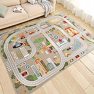 Car Rug, Road and Traffic Carpet Non-Slip Multi Color Area Rug for Living Room Bedroom (City 2)