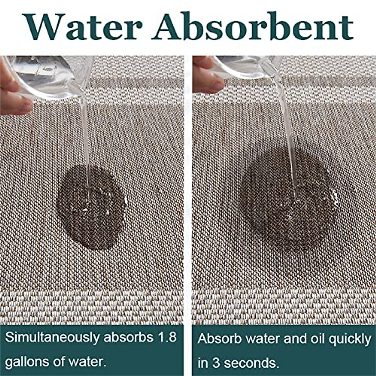 Insun 2 Piece Kitchen Mat Floor Mats Set,Non Slip Absorbent Washable Kitchen Rug,Linen Look Kitchen Runner Rug Set in Front of Sink,Beige,20"x31.5"+20"x47"