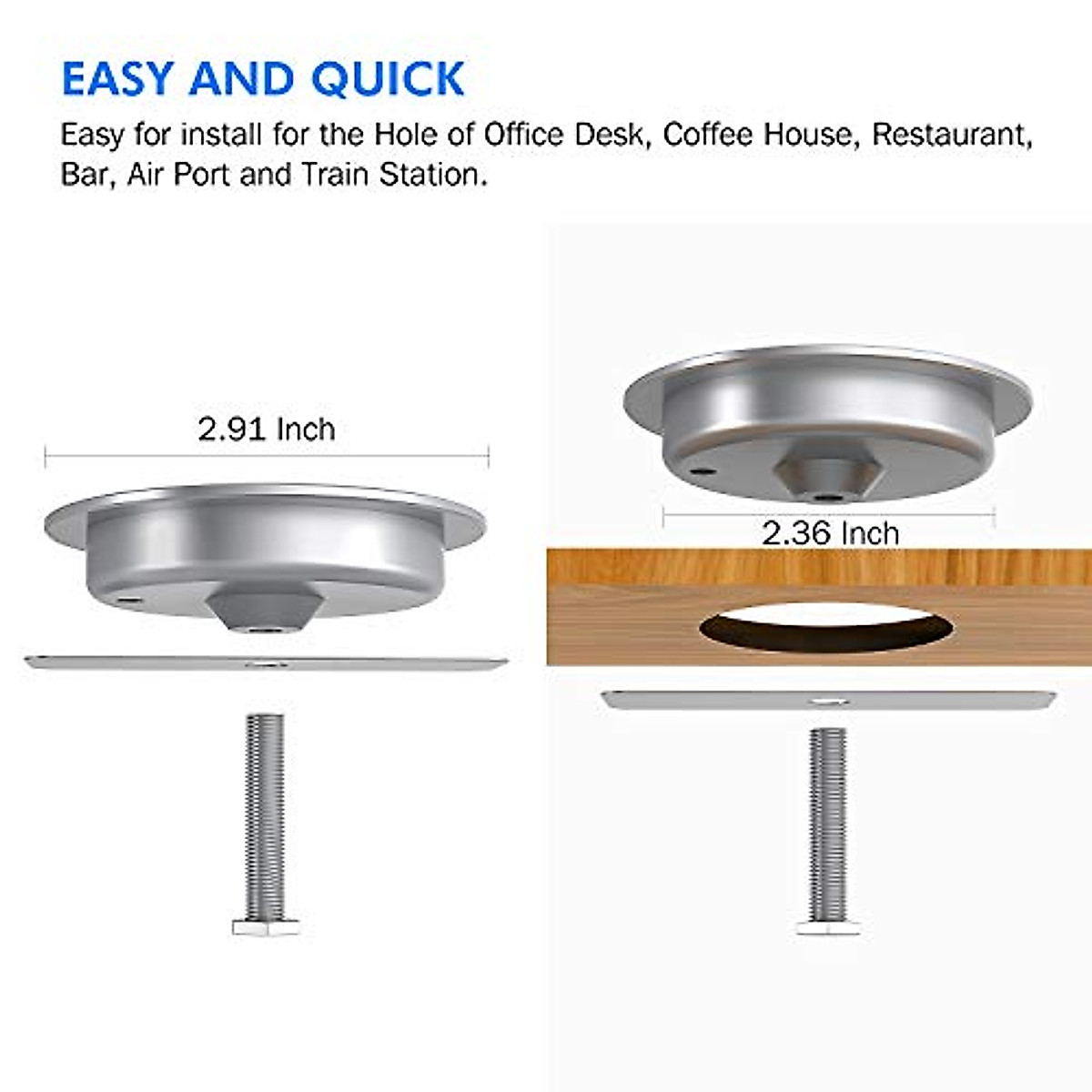 i.VALUX Desk Wireless Charger, 15W Fast Wireless Charger Compatible with iPhone 14/13/12/11/11 Pro/Xs Max/XR/Galaxy 10/S10+/S9/S9+,Hidden Embed in Furniture Desk Grommet Hole Qi Wireless Charger