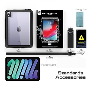 iPad Mini 6 2021 Case Waterproof with Pencil Holder, Built-in Screen Protector and Stand, Dustproof Shockproof Drop Proof Case, Rugged Full Body Cover for iPad Mini 6 6th Generation 2021