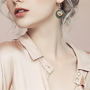 la luen Sunflower Dangle Earrings,Boho Fashion Elegant Vintage Round Ethnic Hook Earrings for Women (Bohemian style)