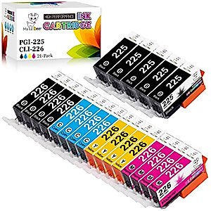 Miss Deer Compatible Ink cartridges 225 and 226 Replacement for Canon PGI-225 CLI-226 for MG6220 MG6120 MG5320 MG5220 MX882 MX892 (5 Large Black, 4 Small Black, 4 Cyan, 4 Magenta, 4 Yellow) 21-Pack