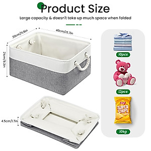 VQRTEXA Storage Baskets, 3-Pack 15.7x11.8x8.2 inch Fabric Storage Bins, Versatile Storage Baskets for Shelves with Handles (White&Grey, 15.7X11.8X8.26)