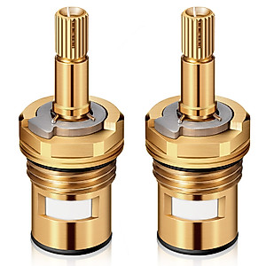 Enhon 2 Pack Faucet Cartridge Compatible with American Standard 994053-0070a or 994053-0070a/H Bathroom Kitchen Bathtub Faucet Stem Replacement, 4z-24h Hot and Cold Replacement Stem, Brass