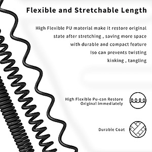 YESPURE 10 ft Guitar Cable, Black PU Spring Electric Instrument Cable,Gold Plated Straight 1/4" TS to Right Angle 1/4" TS Electric Guitar Bass Pro Audio Cable - 10 Ft