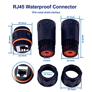 Lonlonty Waterproof Shielded RJ45 Coupler IP68,CAT6A/CAT6/CAT5E/CAT5 Female to Female Coupler Connector Shielded for Outdoor Ethernet LAN Cable-2 Pack