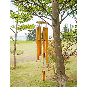 MUMTOP Bamboo Wind Chimes, Outdoor Wooden Wind Chime with Amazing Deep Tone for Garden, Patio, Home or Outdoor Decor