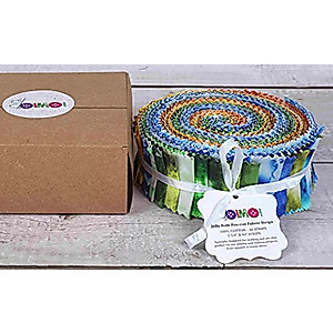 Soimoi 40Pcs Tie Dye Print Precut Fabrics Strips Roll Up 1.5x42inches Cotton Jelly Rolls for Quilting - Multicolor