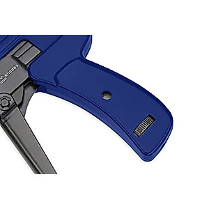 RVR Zip Tie Install Tool - Powerful Tension with Built-In Flush Cutter, All Metal, Adjustable, Comfort Grip, Spring Loaded Lightweight Cable Tie Gun, 6" for Nylon Ties up to 1/4”- Blue