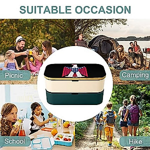 American Flag Bald Eagle Bento Box for Adult Lunch Box Containers with 2 Compartments Large Capacity for Camping Work Office