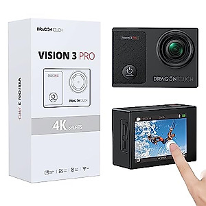 Dragon Touch 4K Underwater HD Action Camera, Vision 3 Pro Touch Screen 20MP 100FT Waterproof Video Camera Adjustable View Angle WiFi Sports Camcorder with Remote Control Helmet Accessories