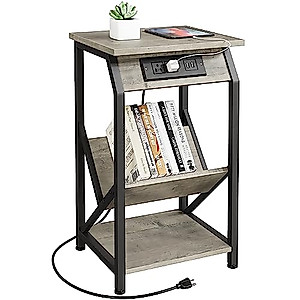 Amyove Charging Station End Table, Grey