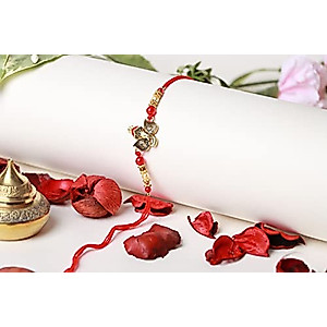 spelerio Rakhi for Brother Bhai Men Small Bro Rakshabandhan Thread Ganesha Rakhis for Raksha Bandhan Pack of 2 - AE82