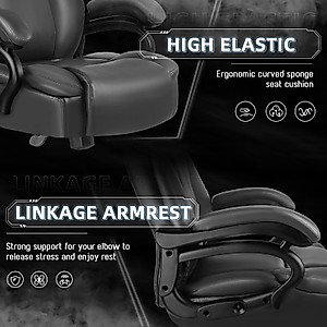 OFIKA Big and Tall Office-Chair 500lbs - Adjustable Lumbar Support, Office Chair for Heavy People, Heavy Duty High Back Executive Desk Chair with Wide Seat and Quiet Rubber Wheels, Large Office Chair