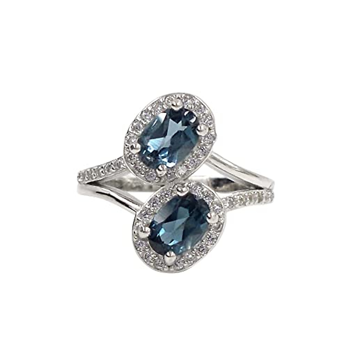 925 Sterling Silver Natural 7X5 MM Oval Cut London Blue Topaz Gemstone Solitaire Ring Women Jewelry December Birthstone Promise Ring For Love and Friendship Gift (Rose Gold Rhodium Plated Silver, 11)