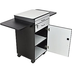 Luxor WPSDD3 Wood Multimedia Workstation Cart, 38 inches High; Durable Black/Gray Laminate Finish