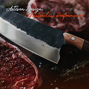 Bear Creek Knives | Antero 8" Kiritsuke Chef Knife | UltraFine 3-Step-Honed Blade | 440c Stainless Steel | Double-Beveled Cutting Edge | Rosewood Handle