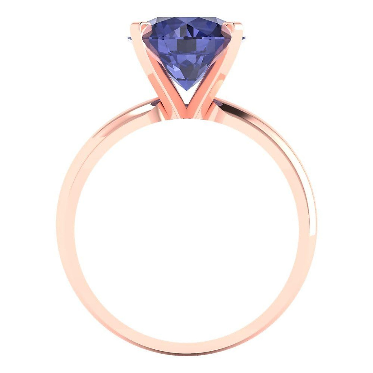 Clara Pucci 2.5 ct Round Cut Solitaire VVS1 Blue Tanzanite Wedding Bridal Designer Anniversary Engagement Ring 14k Rose Gold Size 5.5