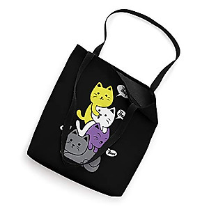 Nonbinary They Their Them Meow Cute Non-Binary Flag Kawaii Tote Bag